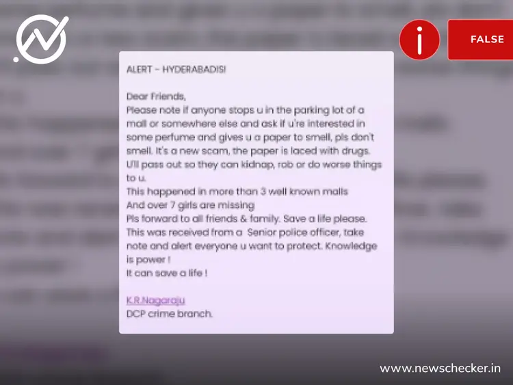 Fact Check: Viral Police Advisory Against ‘Perfume Scam’ In Hyderabad ...