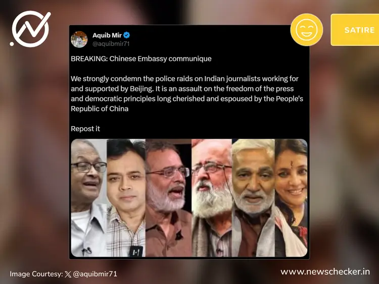 Satire Post Claiming That China Has Issued Statement Condemning Raids ...