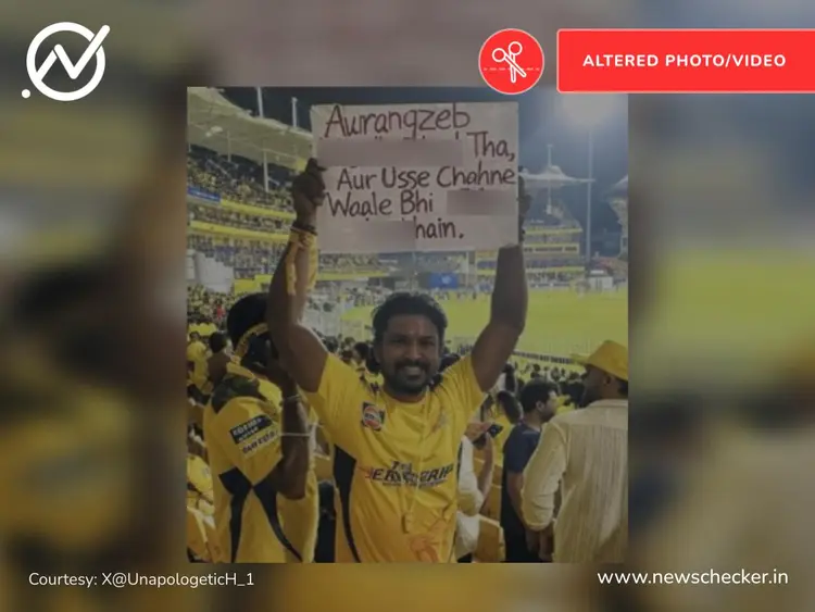 IPL 2025: Viral Photo Of CSK Fan Holding Placard Abusing Aurangzeb Is ...