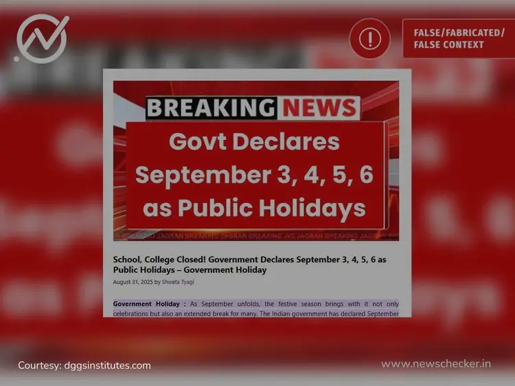 No, Centre Has Not Declared September 3–6 as Public Holidays