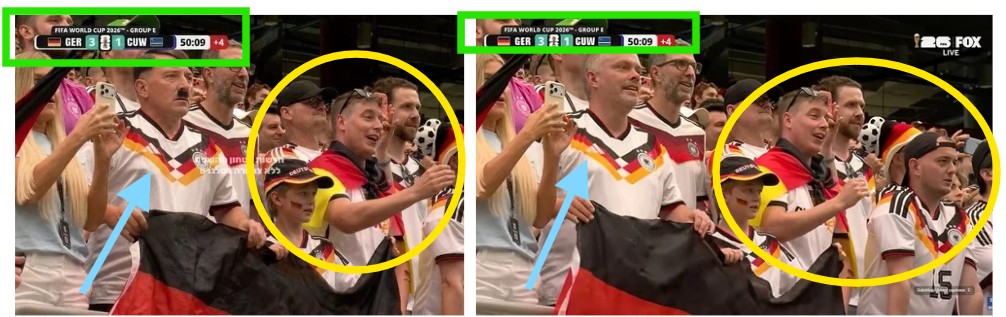 (L-R) Viral image and screengrab from actual broadcast