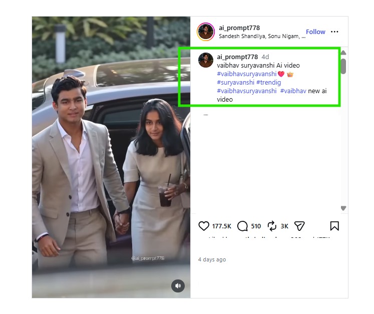 Viral Video Of Vaibhav Sooryavanshi With A Girl Is AI-Generated